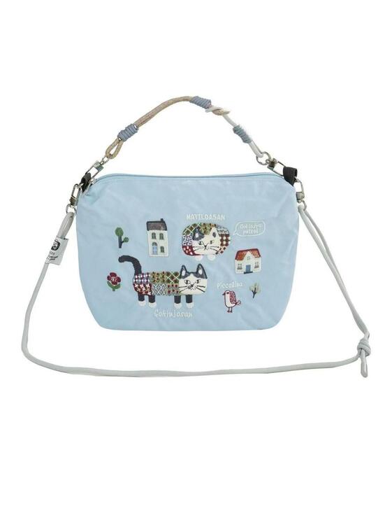 Bags | Kusuguru Japan Embroidery Cats In Light Blue Nwt | Poshmark